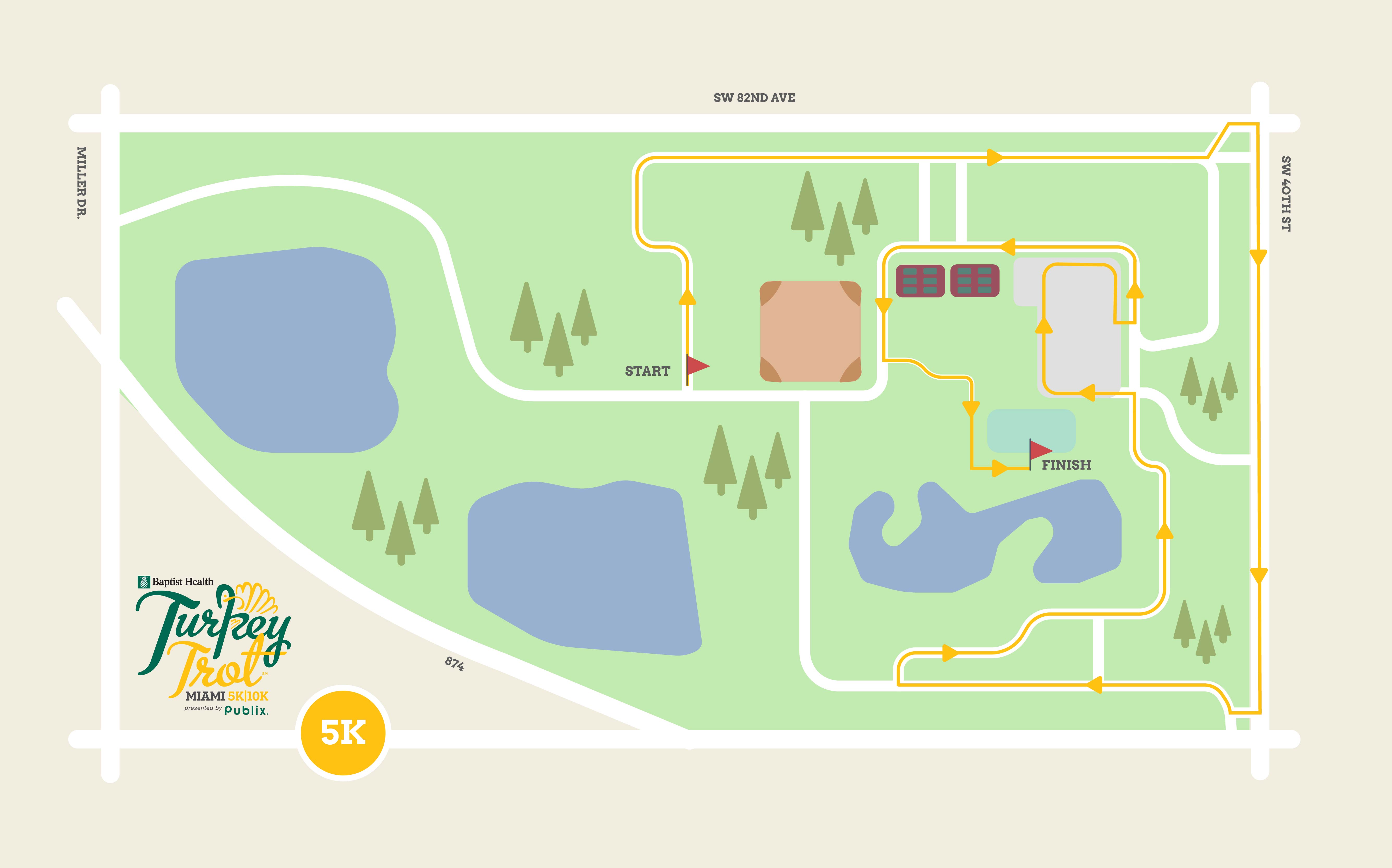 2018 Miami Turkey Trot 5k Course Map - Turkey Trot Miami 5K|10K