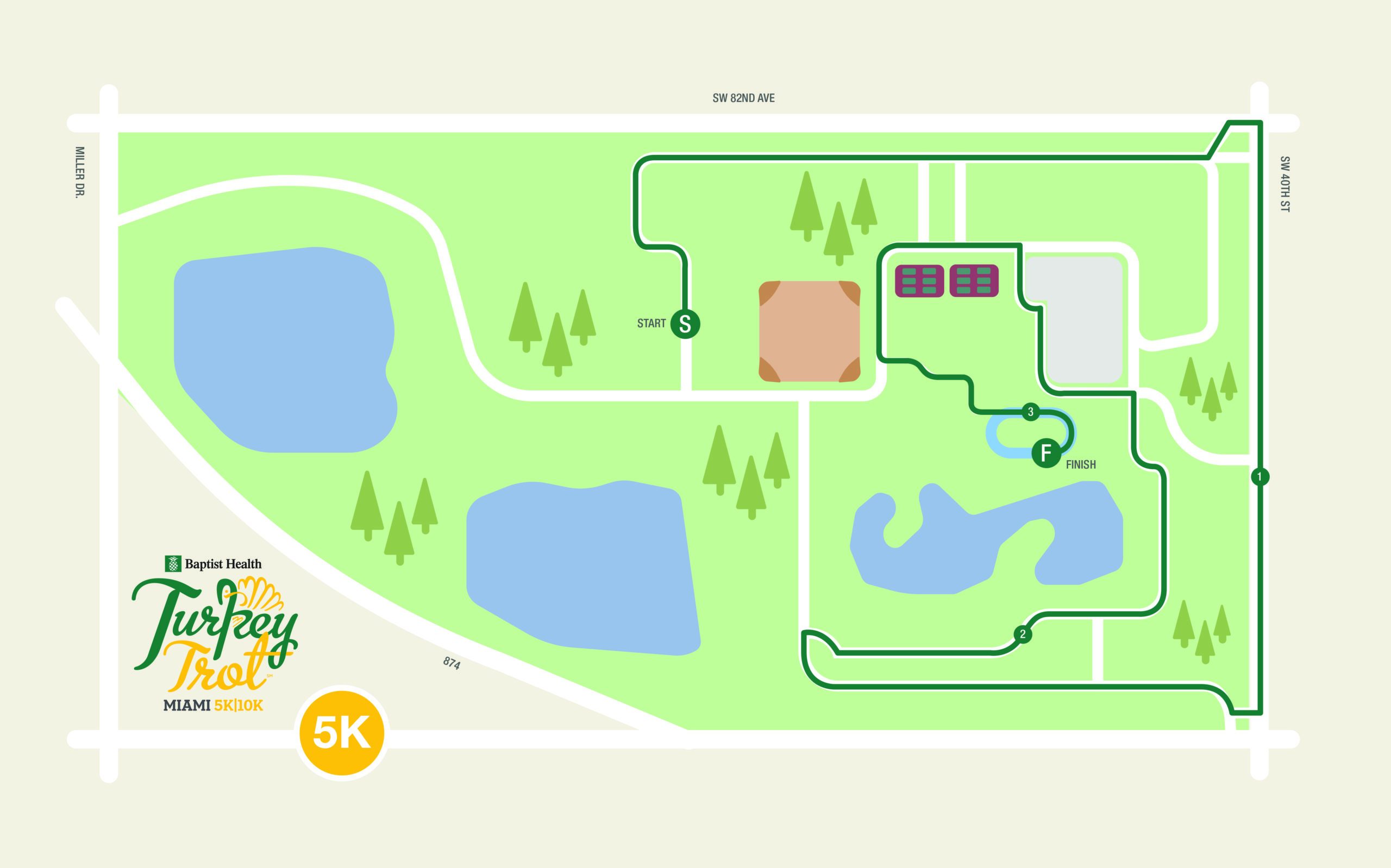 2021 Miami Turkey Trot 5k Course Map - Turkey Trot Miami 5K|10K