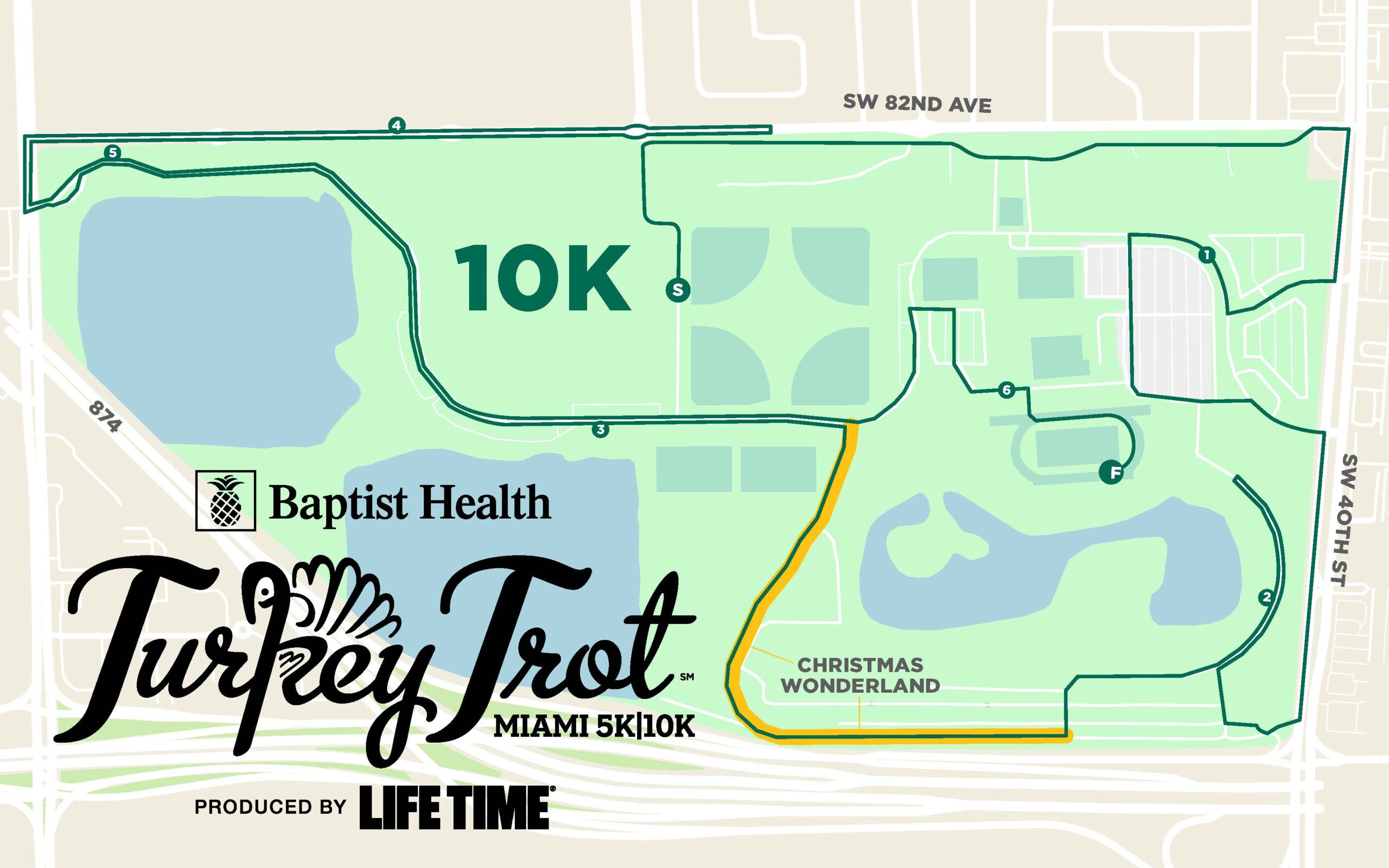 2023 Miami Turkey Trot 10k Course Map - Turkey Trot Miami 5K|10K